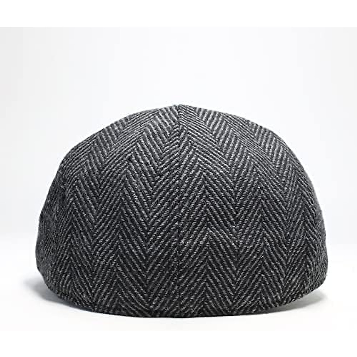 The Original Boston Scally Cap - The Peaky Newsboy Flat Cap - 8 Panel Cotton Fitted Hat for Men - Grey Herringbone