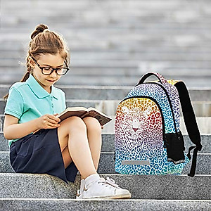 ALAZA Leopard Print Cheetah Animal Rainbow Colorful Backpack Purse for Women Men Personalized Laptop Notebook Tablet School Bag Stylish Casual Daypack, 13 14 15.6 inch