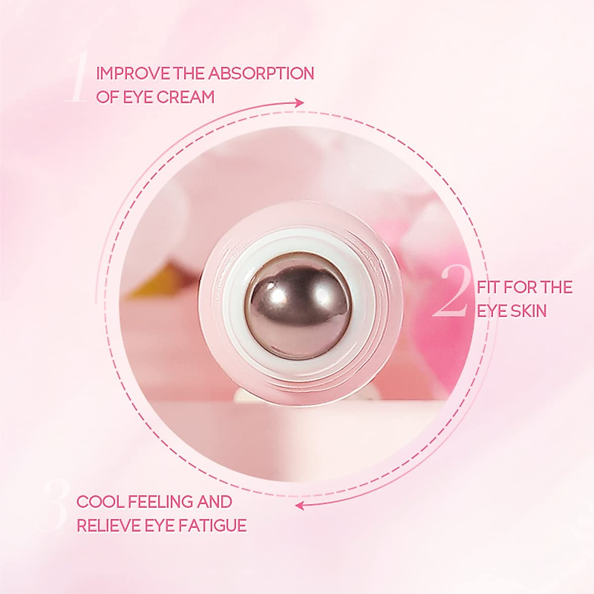 AKARY 2-in-1 Sakura Eye Serum and Eye Roller, Eye Massager Roller Lifting, Eye Cream for Nourishing Relieve Eye Bags, Dark Circles, and Puffiness, Fine Lines, Under Eye Treatment Cream