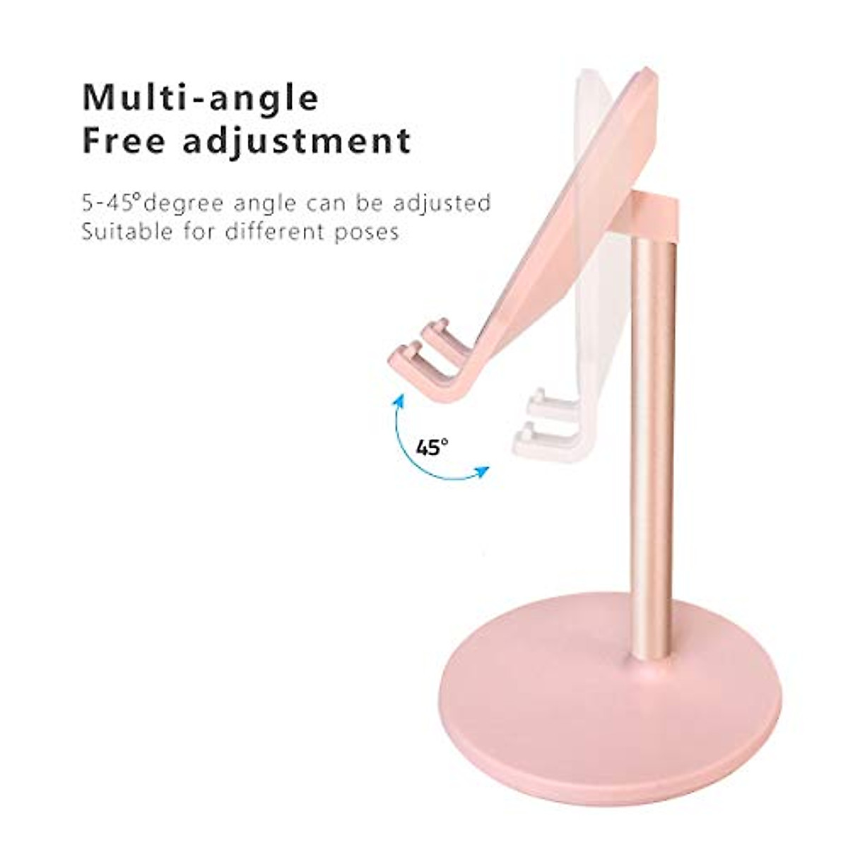Adjustable Cell Phone Stand for Desk, Hands-Free Cell Phone Holder (Pink)