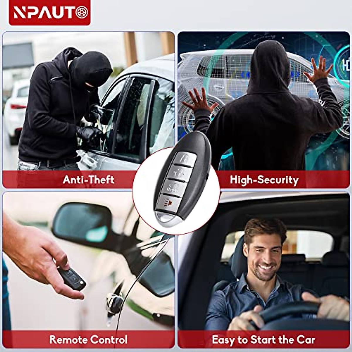 NPAUTO Key Fob Replacement Fits for Nissan Altima 2007-2012, Maxima Murano 09-14, Infiniti G25 G35 G37 FX35 Q60 & More Keyless Entry Remote Control Smart Proximity Car Key Fobs KR55WK48903 KR55WK49622