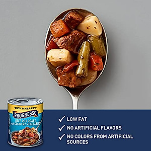 Progresso Beef Pot Roast with Country Vegetables Soup, Rich and Hearty Canned Soup, Gluten Free, 18.5 oz (Pack of 12)