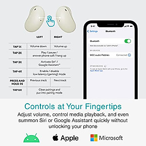 MEE audio Pebbles True Wireless Earbuds - Bluetooth 5.3 Low Profile in Ear Lightweight Headphones with Headset Microphone & Call Noise Reduction for Gym/Workouts/Sports and Gaming, Sandstone