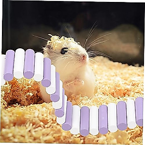 FUOYLOO Hamster Climbing Ladder Pet Toys Chew Toys Chinchilla Chew Toys Wood Rat Ladder Small Animal Climbing Toys Ladder Bridge Hanging Hamster Swing Hamster Accessory Blue Parrot