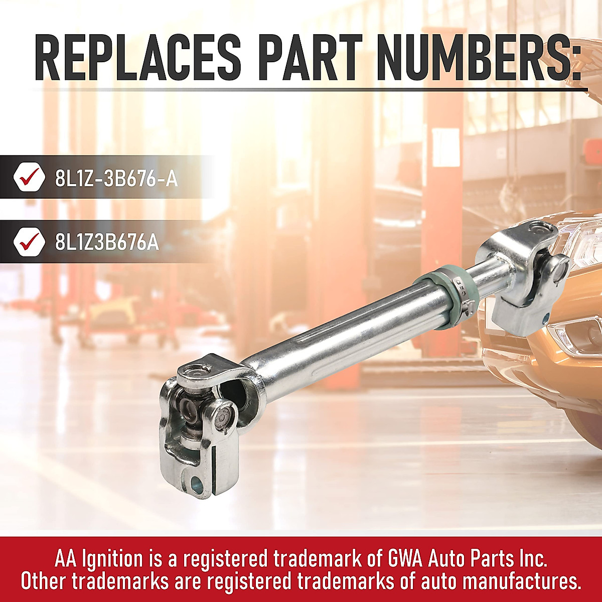 Intermediate Steering Shaft with U Joint Coupler - Replaces 8L1Z-3B676-A - Compatible with Lincoln Navigator and 2009-2014 Ford F150 and 2007-2014 Expedition