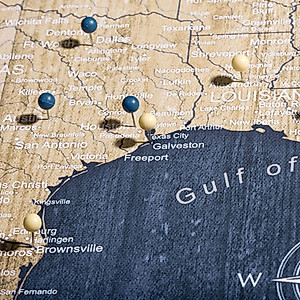 Conquest Maps Push Pin USA Map Board - with Push Pins to Mark USA Travel - Handmade in Ohio, USA - Design: Deep-Sea Drift (48" x 32")