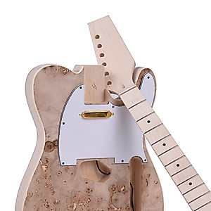 1 Set Completely DIY Unfinished Electric Guitar Kits Basswood Body Burl Surface DIY Guitar Kit