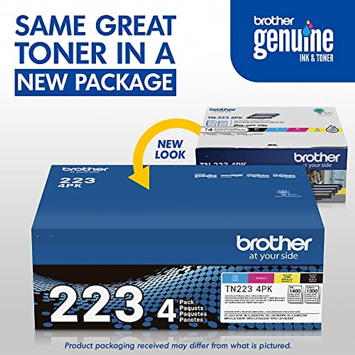 Brother Genuine Standard-Yield Toner Cartridge Four Pack TN223 4PK - includes one cartridge each of Black, Cyan, Magenta & Yellow Toner, Standard Yield, Model: TN2234PK