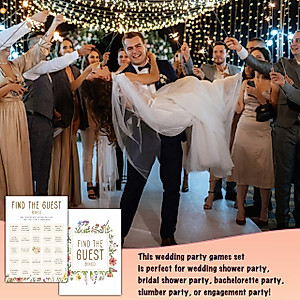 KFNER Wildflower Wedding Shower Games, Find The Guest Bingo Bridal Shower Games Cards, Spring Flowers Bachelorette Party Game Ideas, Engagement Party Supplies & Activity, Set of 30 Cards -A09