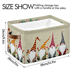senya Christmas Basket with Handles, Christmas Card with Gnomes Foldable Fabric Collapsible Storage Bins Organizer Bag for Storage Toy Clothes, one size x1