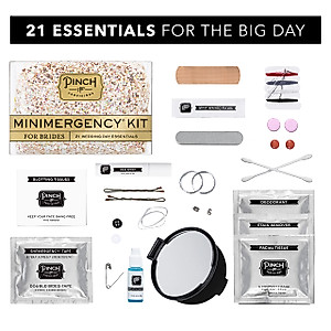 Pinch Provisions Minimergency Kit for Brides, Pink Diamond, Includes 21 Must-Have Emergency Essential Items for Your Big Wedding Day, Compact, Multi-Functional Zipper Pouch, Perfect Survival Kit Gift