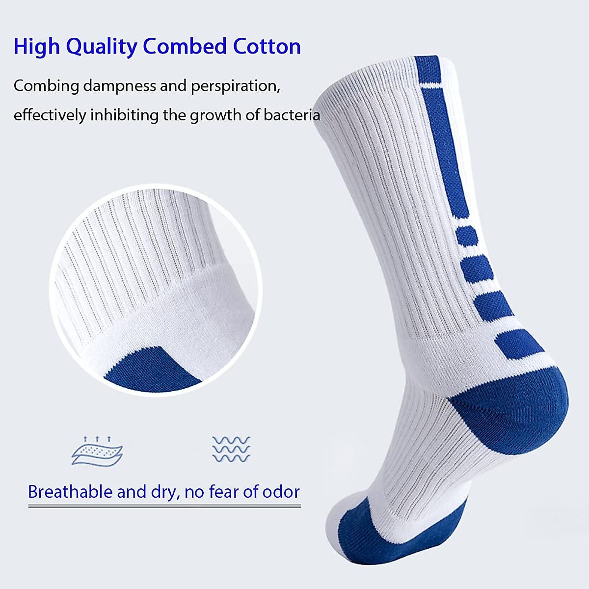 DRASEX Men's Athletic Cushioned Crew Socks 4 Pairs Men Elite Basketball Socks for Sports Running Football