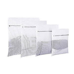 Washable Garment Delicates Laundry Bags - Simply JT Pack of 4 (1XL, 1L, 1M, 1S). Durable 120g Honey Comb Mesh Reusable Washing Bag for Underwear Bra Lingerie Clothes and Organization for Travel