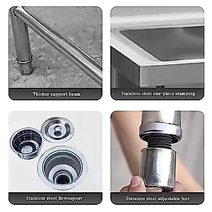 Commercial Kitchen Washing Sink Commercial Stainless Steel Utility Sink Freestanding Stainless Steel Sink with Drain Kit &Faucet for Restaurant, Laundry, Garage(47.2 * 27.5 * 30.5in)