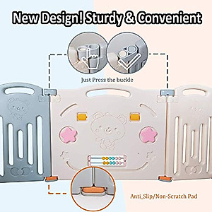 Foldable Baby Fence, UANLAUO Baby Playpen Toddler Play Yards, Centre Safety Play Area for infant, Panel Playpen NO Gaps with Gate, Playpen for Babies and Toddlers, Boys, Girls(Multicolorful, 14 Panel)