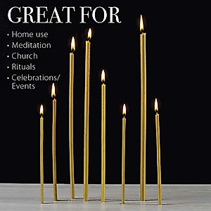 Danilovo Pure Beeswax Candles - No-Drip, Smoke-Less, Tall, Thin Taper Candles – Decorative Candles for Church Prayer, Decor or Birthday Candles – Honey Scented Candles – 8.1”x0.26” (Yellow, 100pcs)