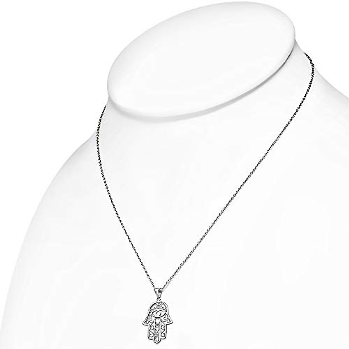 My Daily Styles 925 Sterling Silver Large Filigree Womens Evil Eye Hamsa Love Heart Pendant Necklace