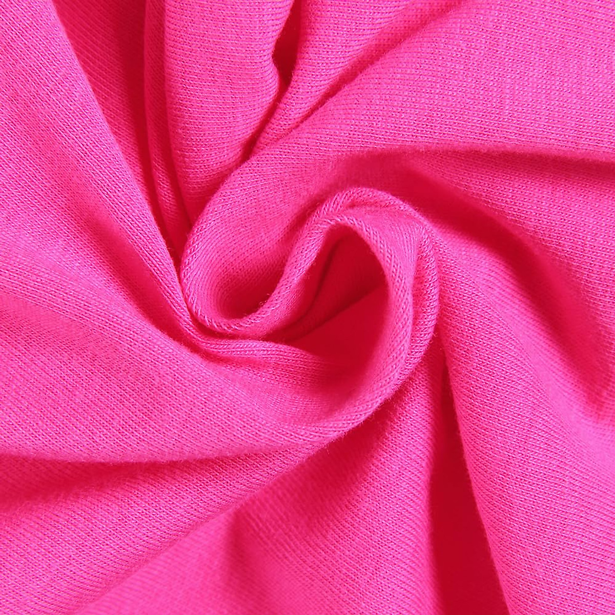 Roselux Women Short Sleeve Deep V Neck Tops Shirts Fitted Cotton Modal Summer Sexy Tshirt Tee Hot Pink M