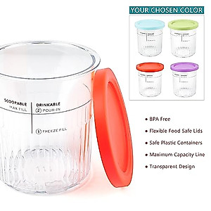24 oz. Extra Pints with Lids, 4 Pack Replacement for Ninja Creami Deluxe Pints and Lids, Compatible with NC501 NC500 Ice Cream Maker, BPA-Free & Dishwasher Safe