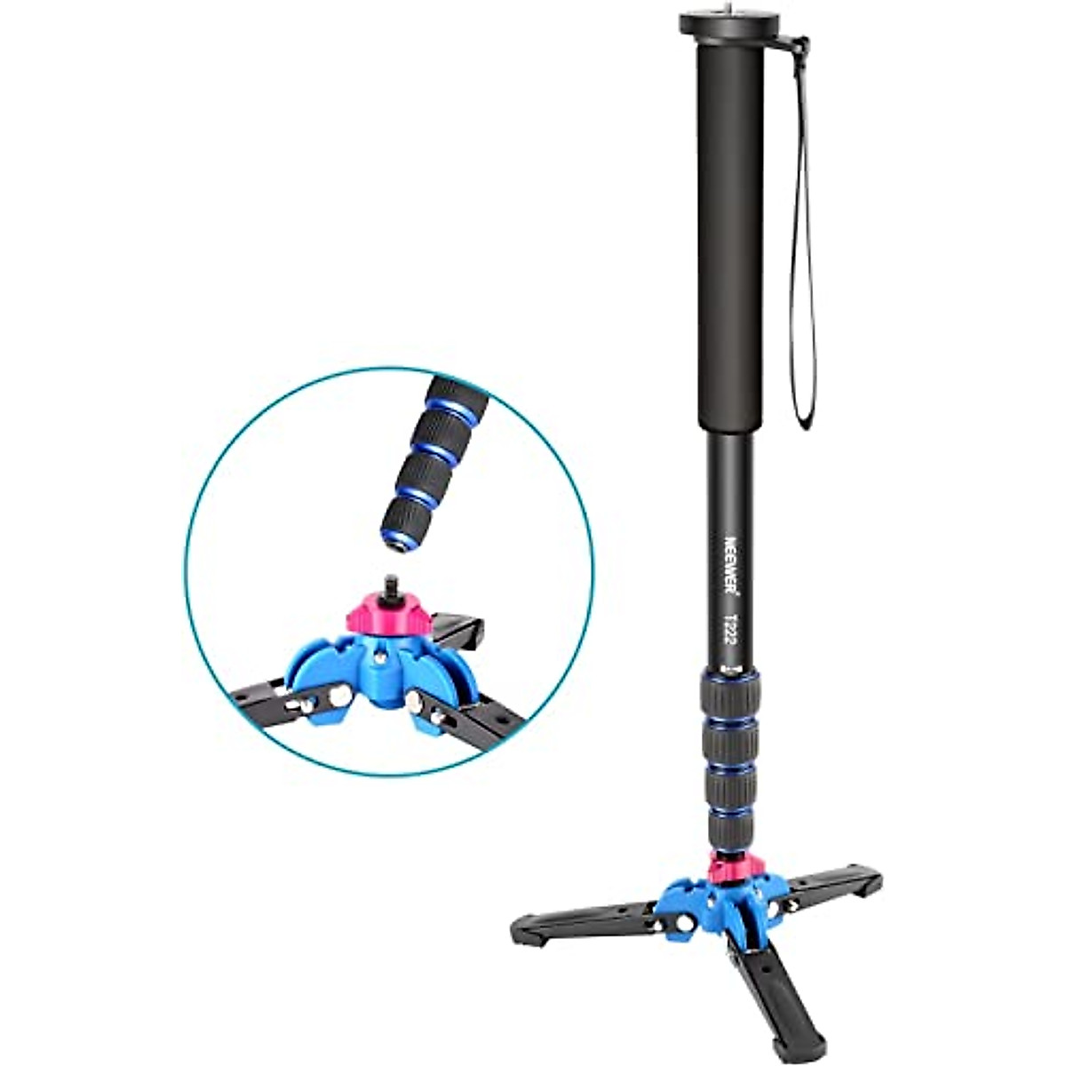 Neewer Extendable Camera Monopod with Removable Foldable Tripod Support Base:Aluminum Alloy,20-66 inches/52-168 Centimeters for Canon Nikon Sony DSLR Cameras,Payload up to 11 pounds/5 kilograms