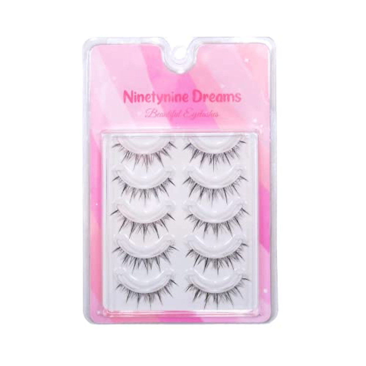 Ninetynine Dreams 5 Pairs Thai Style False Eyelashes 3D Lightweight Natural Comfortable Clear Band Daily Eyelashes Fluffy Soft Eyelashes Packs