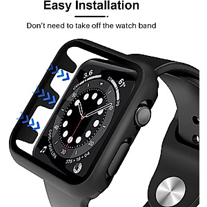 TAURI 2 Pack Hard Case Compatible for Apple Watch Series 3/2/1 38mm Built in 9H Tempered Glass Screen Protector, [Touch Sensitive] [Full Coverage] Slim Bumper Protective Cover for iWatch 38mm - Black