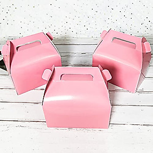 25-Pack Gable Candy Treat Boxes,Small Goodie Gift Boxes for Wedding and Birthday Party Favors Box 6.2 x 3.5 x 3.5 inch (Pink,25)