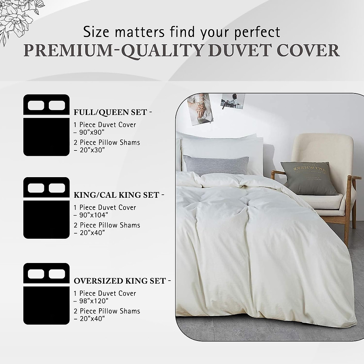Minor Monkey Full/Queen Duvet Cover 1000 Thread Count 100% Egyptian Cotton Luxury Hotel Quality Silver Grey Quilt Cover & Pillow Sham - 3 PC All Season Duvet Cover Set with Zipper Closure, Corner Ties