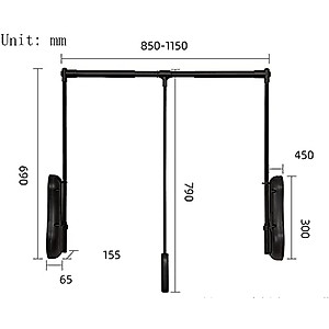 Pull Down Closet Rod Wardrobe Lift Heavy Duty Pull Down Closet Rod ｜Pneumatic Buffer System Closet Pull Out Rod｜Adjustable 51-115 Cm Wardrobe Lift Hanger For Hanging Clothes Rail ( Color : Black , Siz