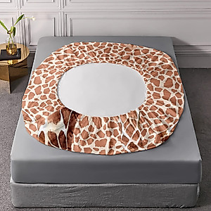 BailiPromise Cartoon Giraffe Geometric Sheets Set Full Size,Animal Print Kids Bed Sheets with Pillowcases,Bed Flat Sheet Fitted Sheet with 16" Deep Pocket, Microfiber Printed Bedding Sheets