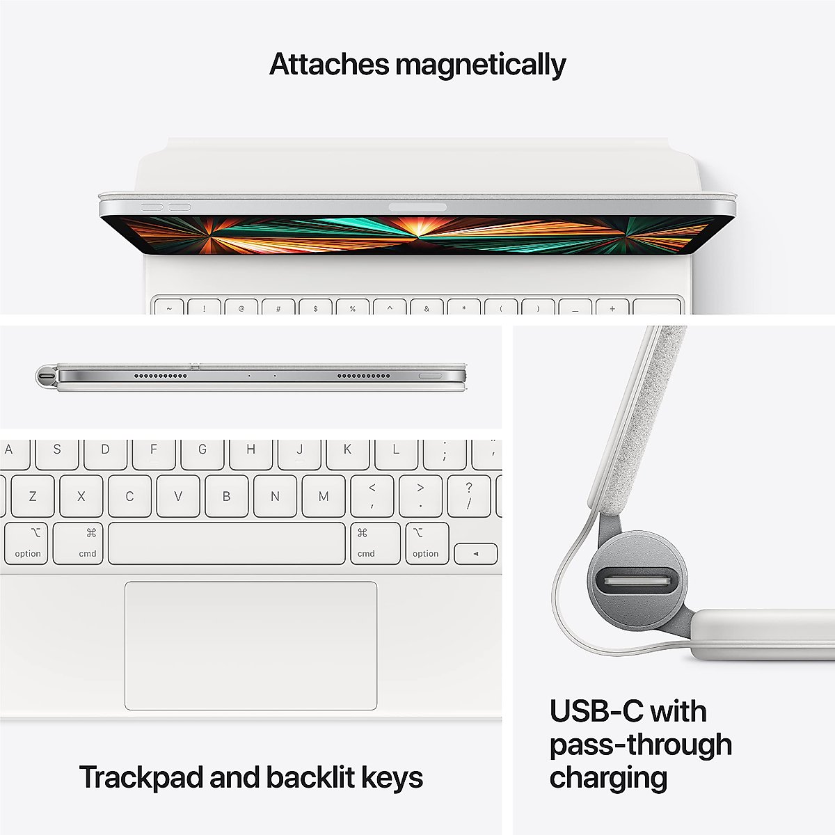 Apple Magic Keyboard: iPad Keyboard case for iPad Pro 11-inch (1st, 2nd, 3rd, 4th gen) and iPad Air (4th, 5th gen, and M2), Great Typing Experience, Built-in trackpad, US English - White