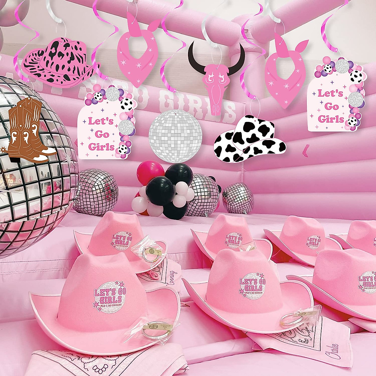 Western Cowgirl Party Decorations, Let's Go Girls Cowgirl Bachelorette Party Decorations Hanging Swirl for Disco Cowgirl Party Cowgirl Birthday Party Decorations Last Rodeo Bachelorette Party Supplies
