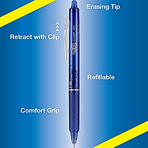 PILOT FriXion Clicker Erasable, Refillable & Retractable Gel Ink Pens, Fine Point, Assorted Color Inks, 10 Count (Pack of 1) Pouch (11336)