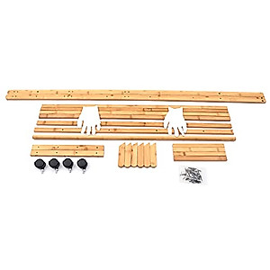 43.3" Bamboo Clothing Garment Rack, Clothes Coat Hanger w/6 Side Hooks Combo, Free Standing Closet Organizer Rack Entryway Bedroom Storage Shelves Clothes Hanging Rack With 360°Rotation Roller Wheels