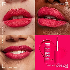 NYX PROFESSIONAL MAKEUP Smooth Whip Matte Lip Cream, Long Lasting, Moisturizing, Vegan Liquid Lipstick - Pillow Fight (Hot Fuschia)