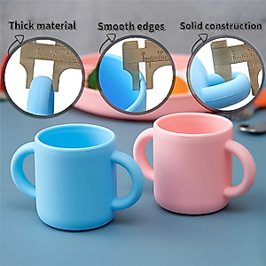 2 Pack Silicone Training Cup for Infants, Drinking Toddler Cup for Baby and Toddler - Boy Learner Cup Transition Cup 5 Oz(Blue/Gray) 6+ months