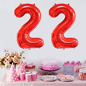 Xihuimay Number 22 Balloons 40 inch Digital Balloon Alphabet 22 Birthday Balloons Digit 22 Helium Balloons Big Balloons for Birthday Party Supplies Wedding Bachelorette Bridal Shower, Red Number 22