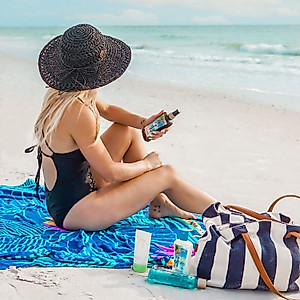 Panama Jack Women's Crocheted Toyo Sun Hat with Sizing Tie, 4" Big Brim (Natural)