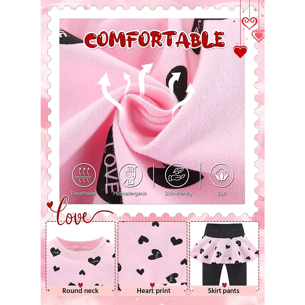 BOMDEALS Adorable Cute Toddler Baby Girls Clothes Set,Long Sleeve T-Shirt +Pants Outfit(Age(5T), Pink)