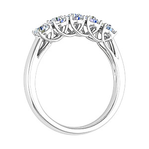 1 Carat 5-Stone Diamond Wedding Band Ring in 14K White Gold (Ring Size 6.5)