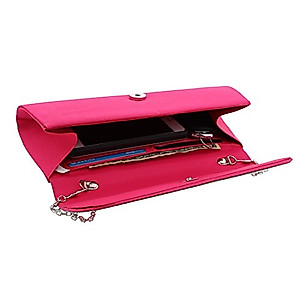 Fuschia Rhinestone Edge Satin Evening Bag