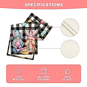 Artoid Mode Buffalo Plaid Bunny Gnomes Eggs Easter Table Runner, Spring Summer Seasonal Holiday Kitchen Dining Table Decor for Indoor Outdoor Home Party Decoration 13 x 72 Inch