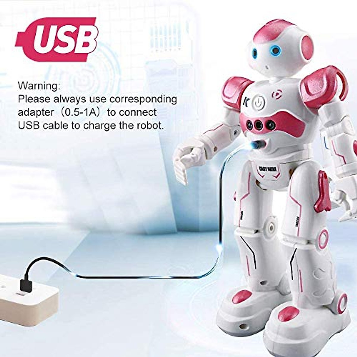 FLYWIND RC Robot Toys for Kids, Programmable Smart Remote Control Robot Toy Intellectual Control Robot Rechargeable, Walking Dancing Robot Gesture Sensing Robot Birthday Gift for Boys Girls （Pink）