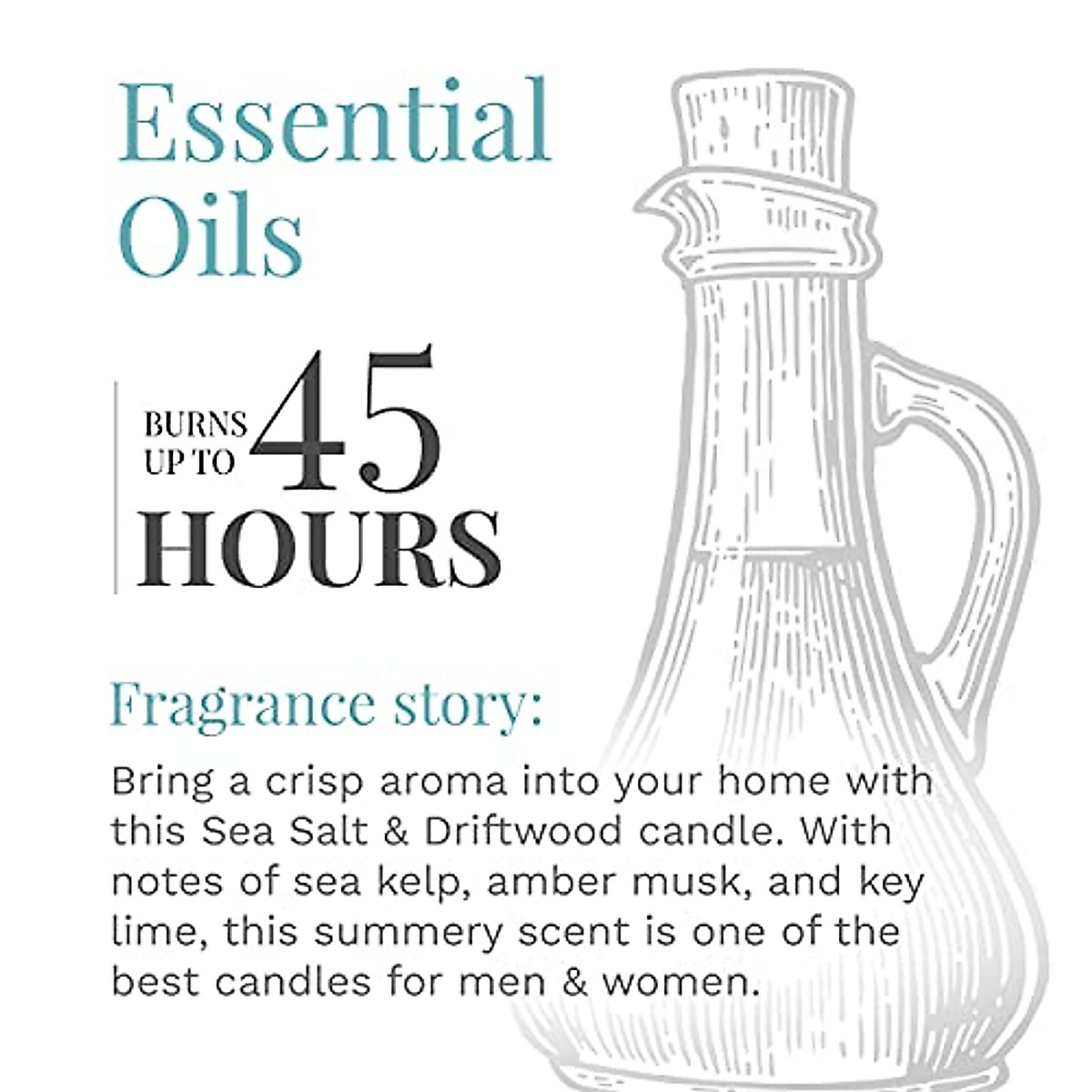 Essential Elements by Candle-lite Scented Candles, Sea Salt & Driftwood Fragrance, One 14.75 oz. Three-Wick Aromatherapy Candle with 45 Hours of Burn Time, Off-White Color