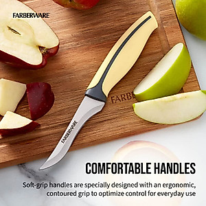 Farberware Precise Slice, Soft Grip Paring Knife Set, High-Carbon Stainless Steel Knives, Razor-Sharp Kitchen Knife Set with Ergonomic Handles, 2 Piece