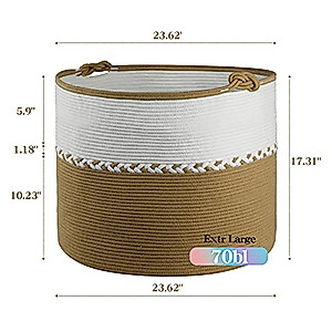 KEBEIYA Large23.62x17.31x23.62 inch Blanket Storage Basket, Woven Baby Laundry Basket with Built-in Handles for Blanket Storage, Nursery Basket Soft Storage Bins