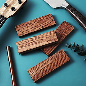 Riakrum 4 Pieces Ironwood Knife Handle Material Natural Wood Knife Handle Scales for DIY Crafts(4.72 x 1.57 x 0.39 Inch)