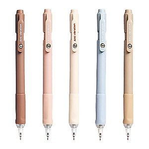 MOZXIRZ 5 Pcs Gel Ink Pens Retractable Pens Black Ink Pens 0.5mm Fine Point Smooth Writing Pens Office School Supplies Women Men (5Pcs Morandi)