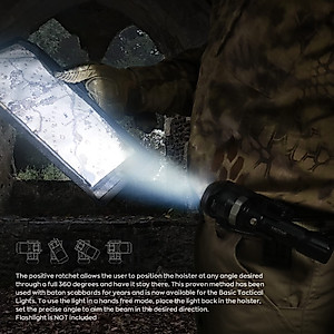 LIVANS Flashlight Holster for Belt, Flashlight Holder with Lever Side Lock System Rotatable Torch Holder Fit for 1"-1.55" Dia. Flashlight