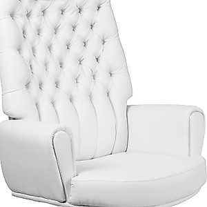 Flash Furniture Rochelle High Back Traditional Tufted White LeatherSoft Executive Swivel Office Chair with Arms